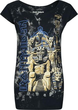 Iron Maiden Powerslave Femme T-Shirt Manches Courtes Anthracite XL 100% Coton Large
