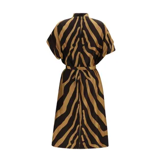 Ferragamo Zebra-Print Viscose Twill Dress - Multicolor