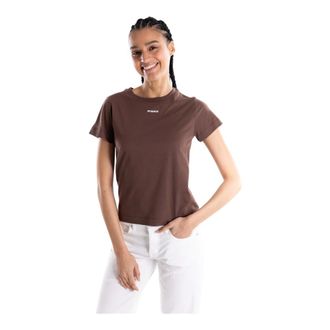 Pinko Pinko, Femme, Tops, Brun, Taille: 40 FR T-shirt &agrave; logo