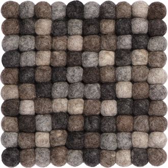 myfelt Néla Filzkugel-Topfuntersetzer, quadratisch, Schurwolle, Natur, 20 x 20 cm