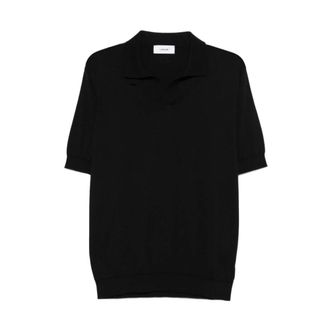 Lardini Homme, Tops, Noir, Taille: S Polo en coton &agrave; col en V