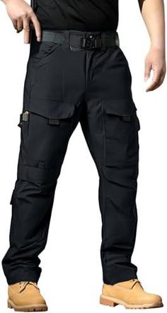 Generic Pantalon de surv&ecirc;tement cargo pour homme, coupe d&eacute;contract&eacute;e avec poches utilitaires pour la randonn&eacute;e en plein air, les trajets quotidiens et confort
