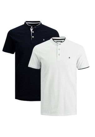 Jack & Jones Poloshirt 2er Pack Paulos Mao (Spar-Set, 2-tlg) Poloshirt - Baumwolle - Atmungsaktiv - Mit Knopfleiste