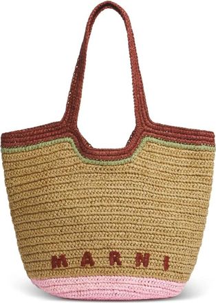 Marni Femme, Sacs, Brun, Taille: ONE Size Seaside Woven Tote Bag