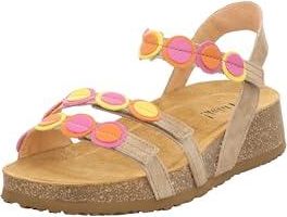 Think Damen KOAK chromfrei gegerbte nachhaltige Sandale, LINEN/KOMBI 4000