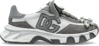 Dolce & Gabbana Femme, Chaussures, Gris, Taille: 37 1/2 EU Chaussures de sport avec appliqu&eacute;s scintillants