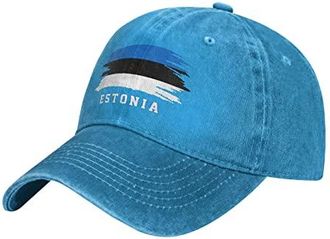 Generic Casquettes De Golf &Eacute;ventails en Denim Aux Couleurs du Drapeau Estonien Respirante Casquette Trucker Unisexe Sunhat pour Femmes Homme Festivals
