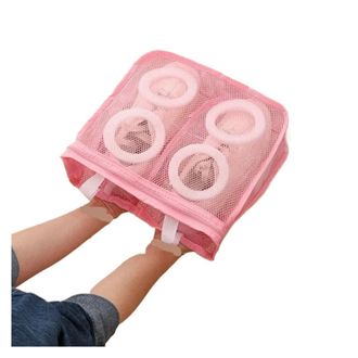 Generic 2-teiliger Schuhwasch-H&auml;ngebeutel, kompatibel for Haushalts-Anti-Deformations-Beutel zu Hause, sch&uuml;tzt Schuhe, Mesh-W&auml;scheaufbewahrung(Pink)