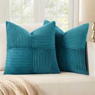 Miulee 2er Set Kissenbezug 50x50cm See-Blau Kissenh&uuml;lle Kissenbez&uuml;ge Sofakissen Dekokissen Boho Couchkissen Kord Dekorative Zierkissenbezug f&uuml;r Sofa