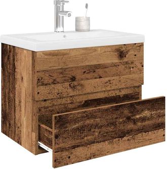 vidaXL vidaXL Waschbeckenunterschrank mit Einbaubecken und Wasserhahn