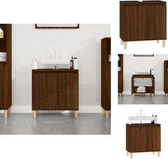 vidaXL Vidaxl - Waschbeckenunterschrank Braun Eichen-Optik 58x33x60 cm - Waschtisch Unterschrank - Badezimmermöbel - Eiche Optik - Holzmöbel - Brauner
