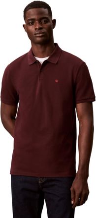Calvin Klein Mens SS Monogram Pique Polo LV040EM269 S/S Polo, Purple (Mocha Brown), L, Violett (Mokkabraun), L