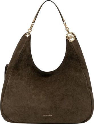Michael Kors Grand sac port&eacute; &eacute;paule Ellie en daim - Femme - Sacs - Vert - Taille: ONE Size