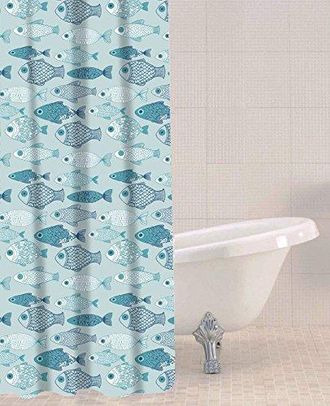 Sabichi Rideau de douche en &eacute;thyl&egrave;ne-ac&eacute;tate de vinyle (PEVA) avec motifs poissons - Sabichi