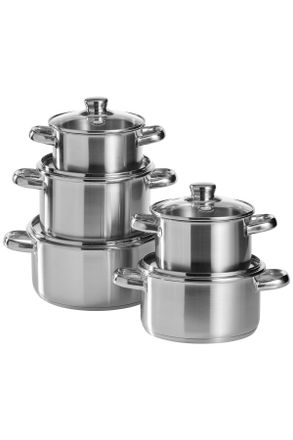 Berndes Kochtopfset Arnsberg, Silber, Metall, 5-teilig, 16 cm,20 cm, 28.7x24.5x48.5 cm, Kochen, T&ouml;pfe, Topfsets