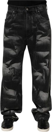 Dolce & Gabbana Homme, Jeans, Noir, Taille: M Jean droit noir marbr&eacute;