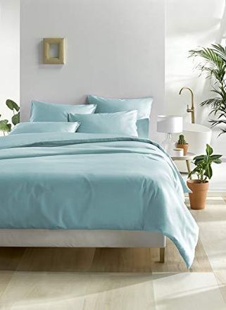 De Witte Lietaer Olivia Bettwäsche, Satin, gekämmte Baumwolle, türkis/Sea Angel, 200 x 200 cm + 2 Kissenbezüge