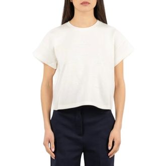 Elisabetta Franchi Femme, Sweatshirts et sweats &agrave; capuche, Blanc, Taille: 36 FR Logo T-shirt