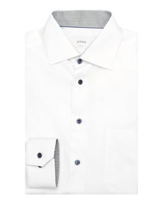 Eton Unifarbenes Signature Twill-Hemd mit Ausputz und Kentkragen, Classic Fit in
