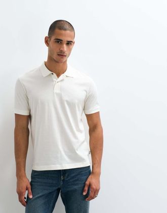 GANT polo &agrave; manches courtes en pima cr&egrave;me-Blanc