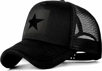 Generic Casquette de baseball unisexe avec imprim&eacute; pentagramme en maille respirante l&eacute;g&egrave;re Snapback d&eacute;contract&eacute;e &eacute;toile casquette de baseball unisexe noir, No