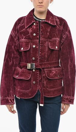 Stella McCartney Stretch Denim Jacket with Velvety Finish and Belt Stella McCartney