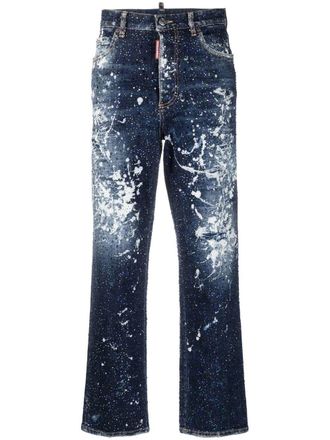 Dsquared2 jean droit &agrave; ornements - Bleu