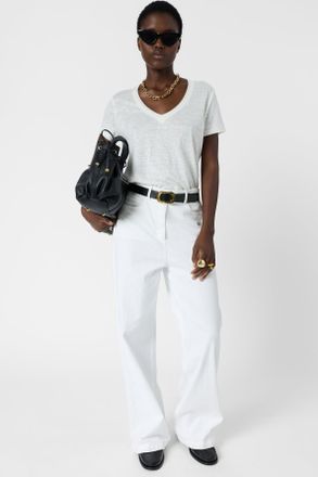Gerard Darel T-shirt V en lin &agrave; lurex - MIRANA - Blanc