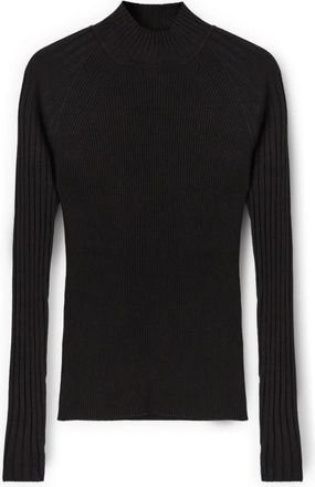 Motivi Femme, Pulls, Noir, Taille: 42 FR Pull ajust&eacute; &agrave; col roul&eacute; en maille c&ocirc;tel&eacute;e