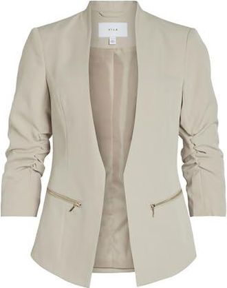 Vila Vila Vijoy Blazer pour Femme à Manches 3/4, Ciment, 44