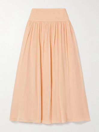 Ulla Johnson Reina Midirock Aus Cr&ecirc;pe De Chine Aus Seide Mit Raffung - Orange