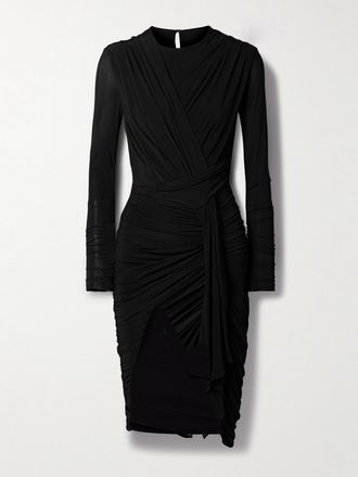 Isabel Marant Zorah Midikleid Aus Stretch-jersey Mit Raffungen - Schwarz