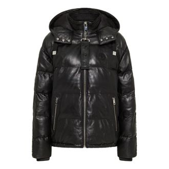 Carlo Colucci Wattierte Lederjacke - - Jackets - Damen - Schwarzk - L