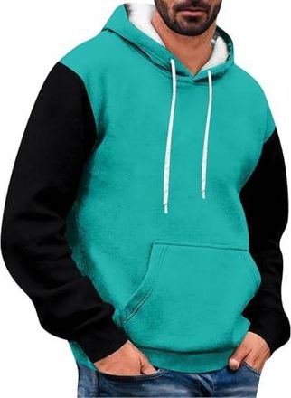 Generic Manteau à capuche en polaire pour homme - Sweat chaud en velours épais et chaud - Couleur contrastée classique - Pour la vie quotidienne, cadeaux de N