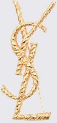 Saint Laurent Cassandre Brosche aus Messing mit Gold-Finish und YSL-Monogramm