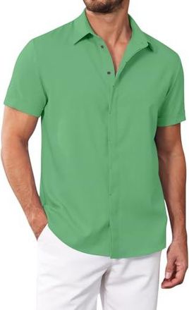 Generic Polo en lin pour homme - Chemises &agrave; manches courtes - Blanc - Coupe ajust&eacute;e - T-shirt en coton pour homme - Polo &agrave; manches courtes - T-shirt de gym &agrave; 