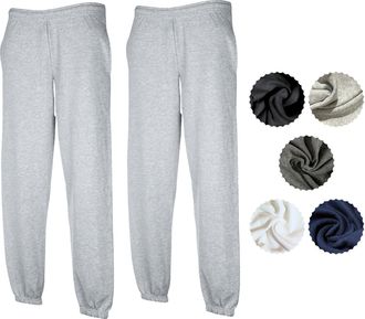 Fruit Of The Loom Herren 2er Jogginghose Set Classic Elastic Leg Jog Pants M L XL XXL 3XL Verschiedene Farbsets & HLKauf-Block (2X Grau & 1x HLKauf-Block, XXL)
