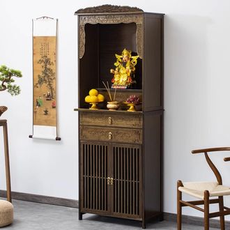Generic Buddhistischer Altartisch, pers&ouml;nlicher Buddha-Schrein, Meditationstisch mit Stauraum, Bambus-Altar-Opferschrank