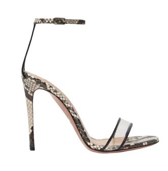 Aquazzura Snake Embossed Leather & PVC Sandals Size 38.5
