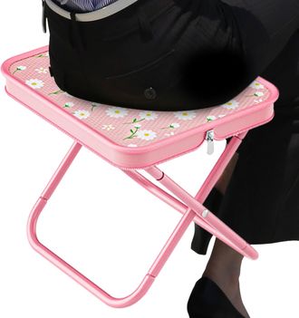 Generico Klappbarer Campinghocker, 27,9 cm (11 Zoll), Karbonstahl, tragbarer Sitz, Mini-Reisebank, robuste Fu&szlig;st&uuml;tze aus Metall, f&uuml;r Wandern, Grillen, Picknick