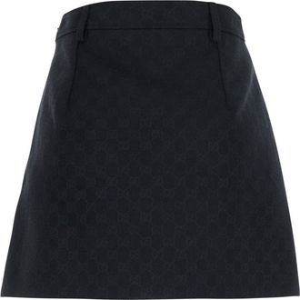 Gucci Womens Miniskirt Black Gg Cotton Blend Skirt
