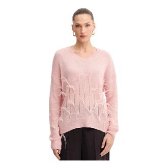 Fracomina Strickpullover mit Federn - - Knitwear - Damen - Rosa - XS