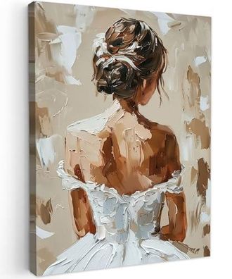 MuchoWow © Impression sur Toile Decoration Murale Peinture 60x80 cm Tableaux Art Décoratif Muraux Décoration Chambre Femme - Peinture - Abstrait - Beige - Mode