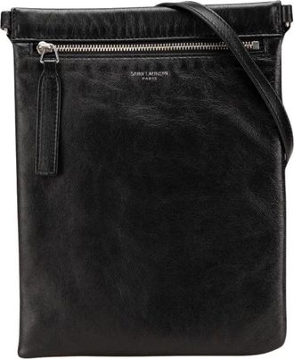 Saint Laurent Pre-owned Antiqued Lambskin Sid Flat Crossbody - Femme - Pre-owned - Noir - Taille: ONE Size