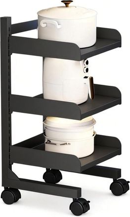 Generic Schmaler Gap-Wagen, Schlanker Roll-Aufbewahrungswagen, Badezimmer-Organizer-Schrank, Verstellbare Regalh&ouml;he, for Schmale Badezimmer-Ecken(Black,20x28x