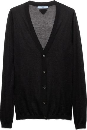 Prada cardigan à logo brodé - Noir