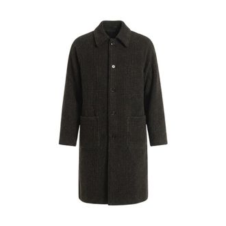HUGO BOSS Manteau &agrave; carreaux en laine Cohn - Homme - Manteaux - Vert - Taille: M