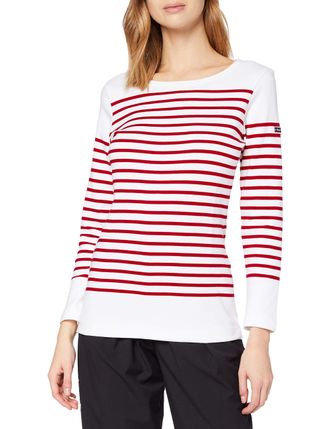 Armor Lux Damen Matrosenshirt Amiral aus Dicke Baumwolle T-Shirt, Mehrfarbig (320 Weiß/Braise 320 Weiß/Braun), 3 Jahre