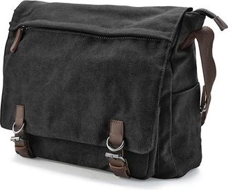 Trendhim Lucleon by Sac Messenger Homme en Toile R&eacute;sistante Gris Fonc&eacute; | Sacoche Bandouli&egrave;re avec Compartiment Ordinateur et D&eacute;tails en Cuir | Sac Casual Styl&eacute;