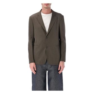 Emporio Armani Homme, Vestes, Brun, Taille: M Blazer Textur&eacute; Seersucker